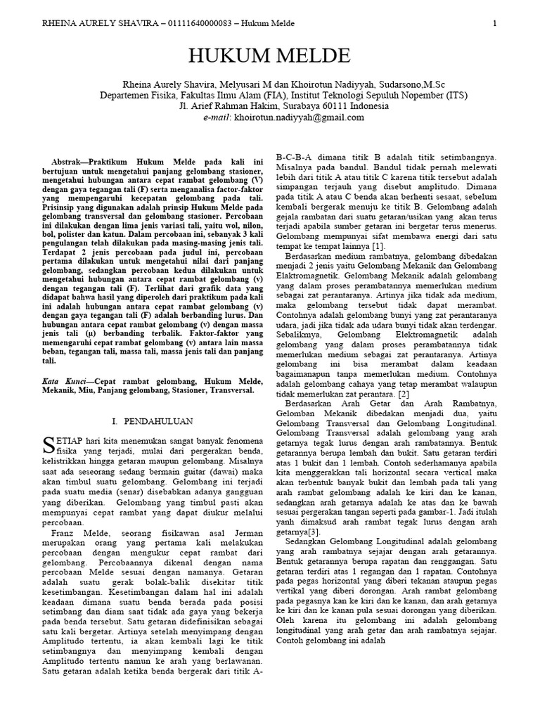 Laporan Praktikum Gelombang Hukum Melde | PDF