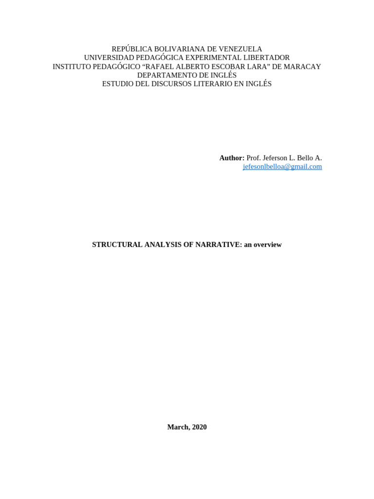 Structural Analysis of Narrative Theory | PDF | Narrative | Narration