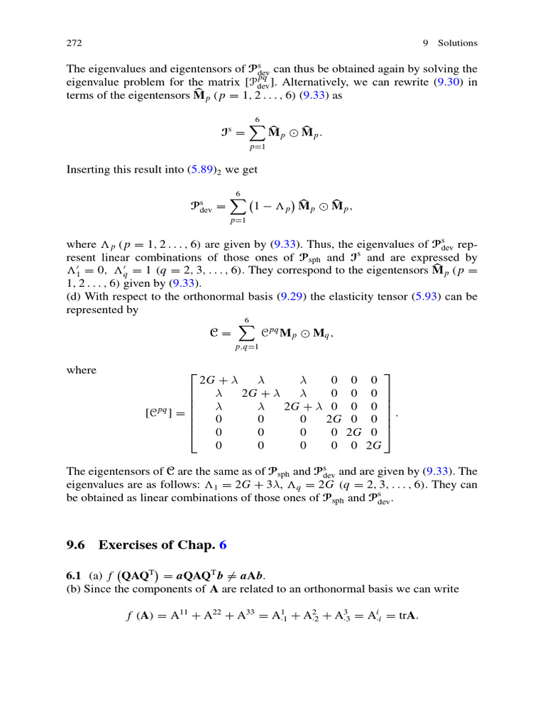 272 9 Solutions: 9.6 Exercises of Chap | PDF | Eigenvalues And Eigenvectors | Tensor