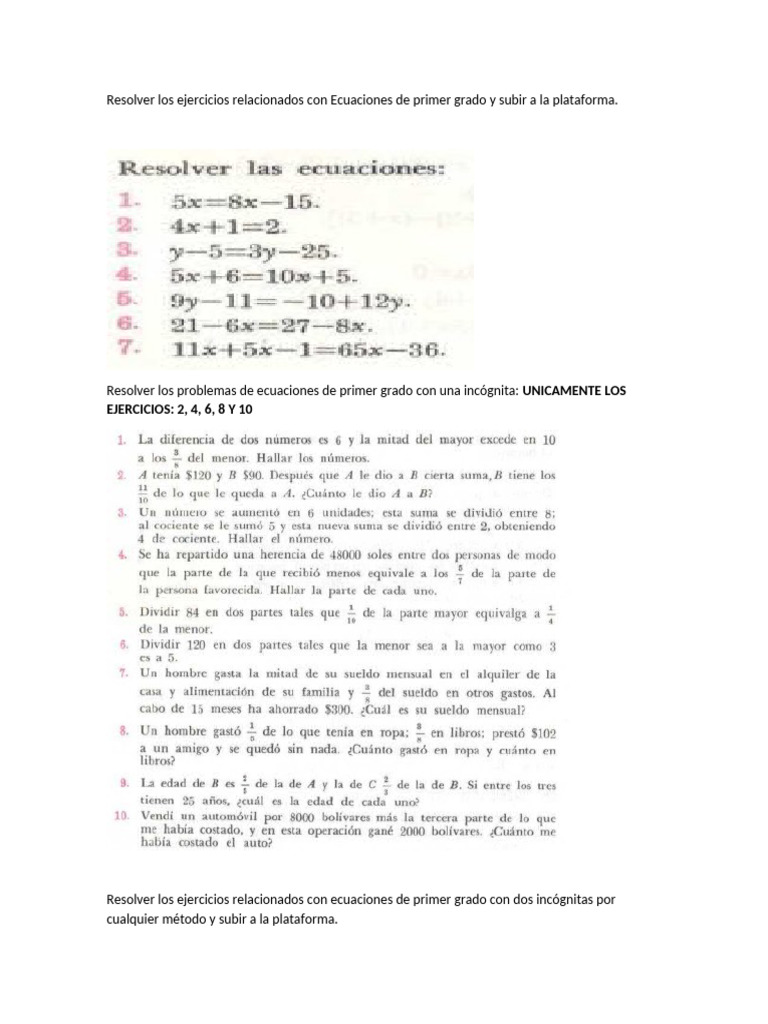 Laboratorio de Ecuaciones de Primer y Segundo Grado Con Una y Dos Incognitas | PDF