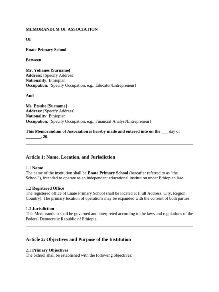 MEMORANDUM OF ASSOCIATION J and E | PDF | Mediation | Arbitration