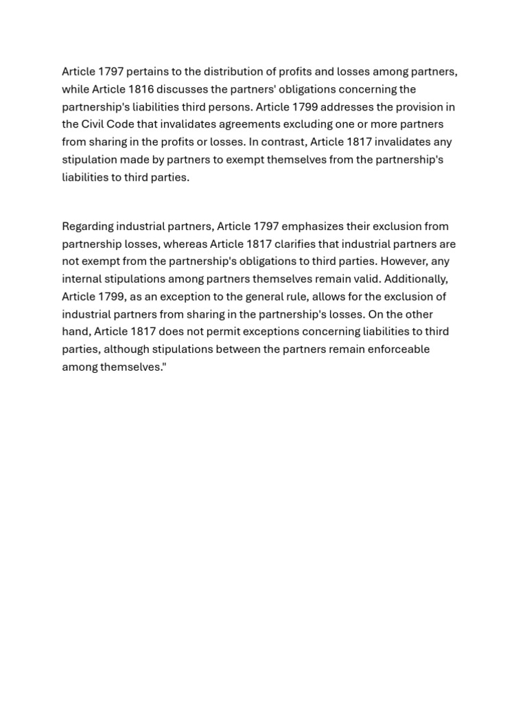 Civil Law - Distinguish Articles 1797, 1799, 1816, 1817 | PDF