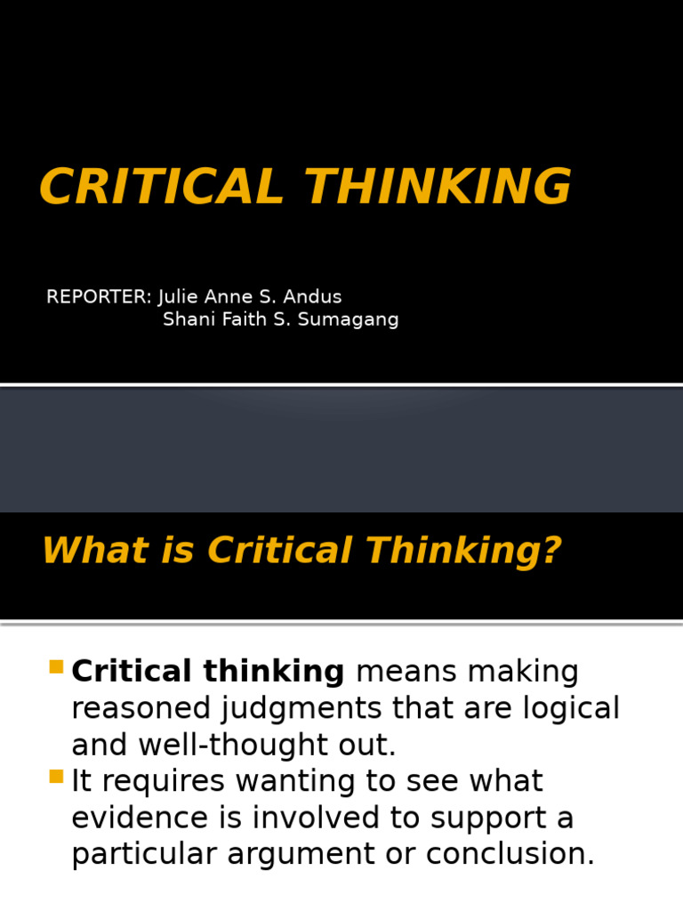 Critical Thinking | PDF | Critical Thinking | Thought
