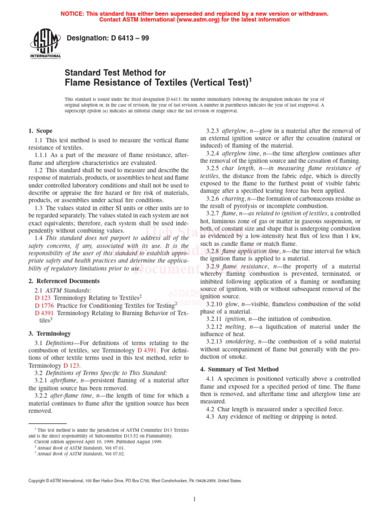 ASTM-D6413-99 | PDF | Combustion | Variance