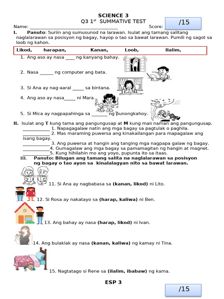 1st Summative Test q3 ALLSUBJECTS | PDF