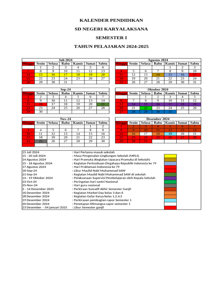 KALDIK SEKOLAH 20242025 SEM 2 | PDF