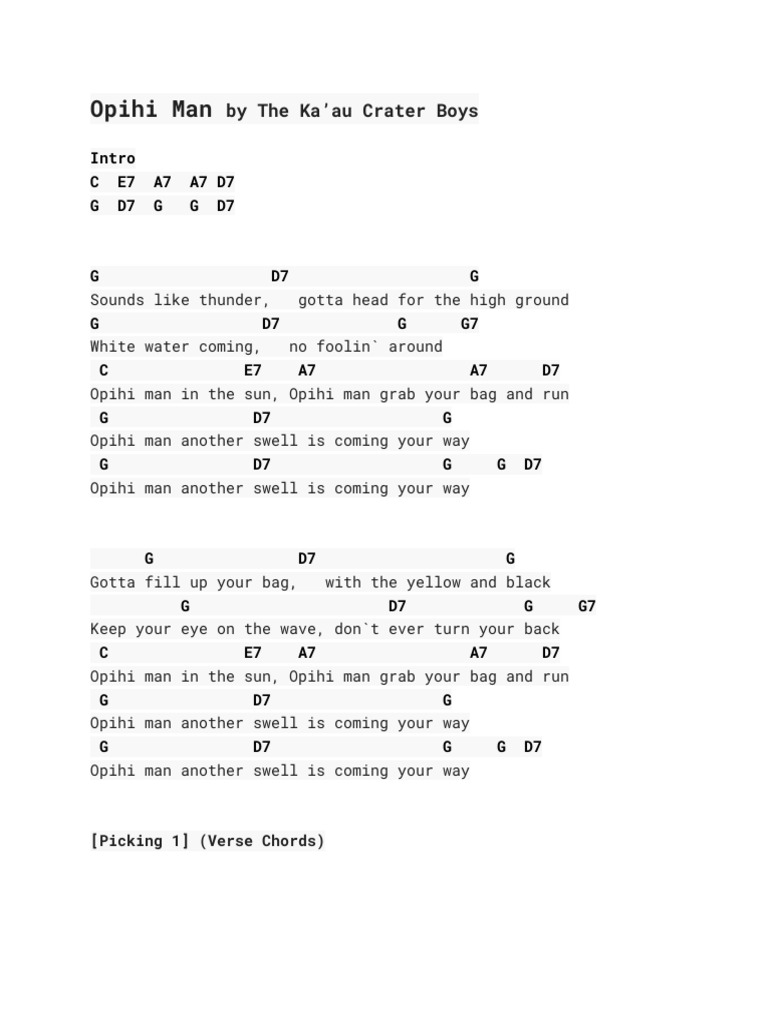 Opihi Man by The Ka’au Crater Boys | PDF