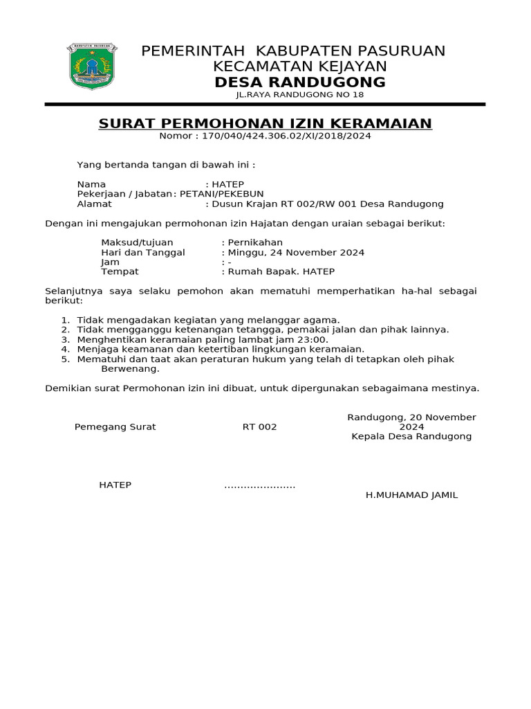 Surat Izin Keramaian | PDF