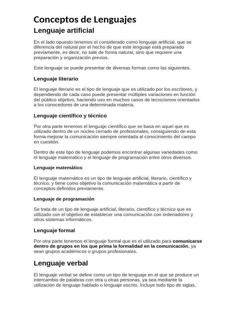Tipos de Lenguaje y sus Características | PDF | Comunicación ...