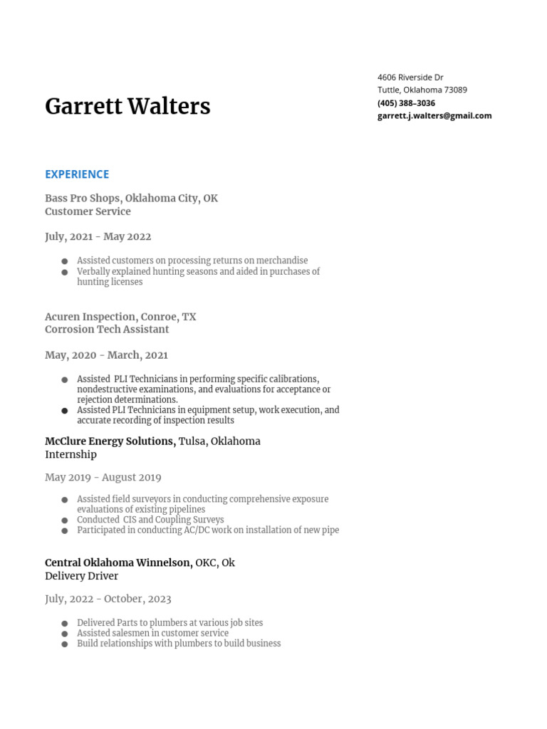 Garrett Walters Resume | PDF