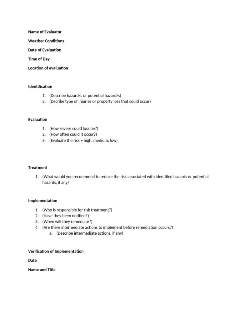 Property Risk Assessment Template | PDF