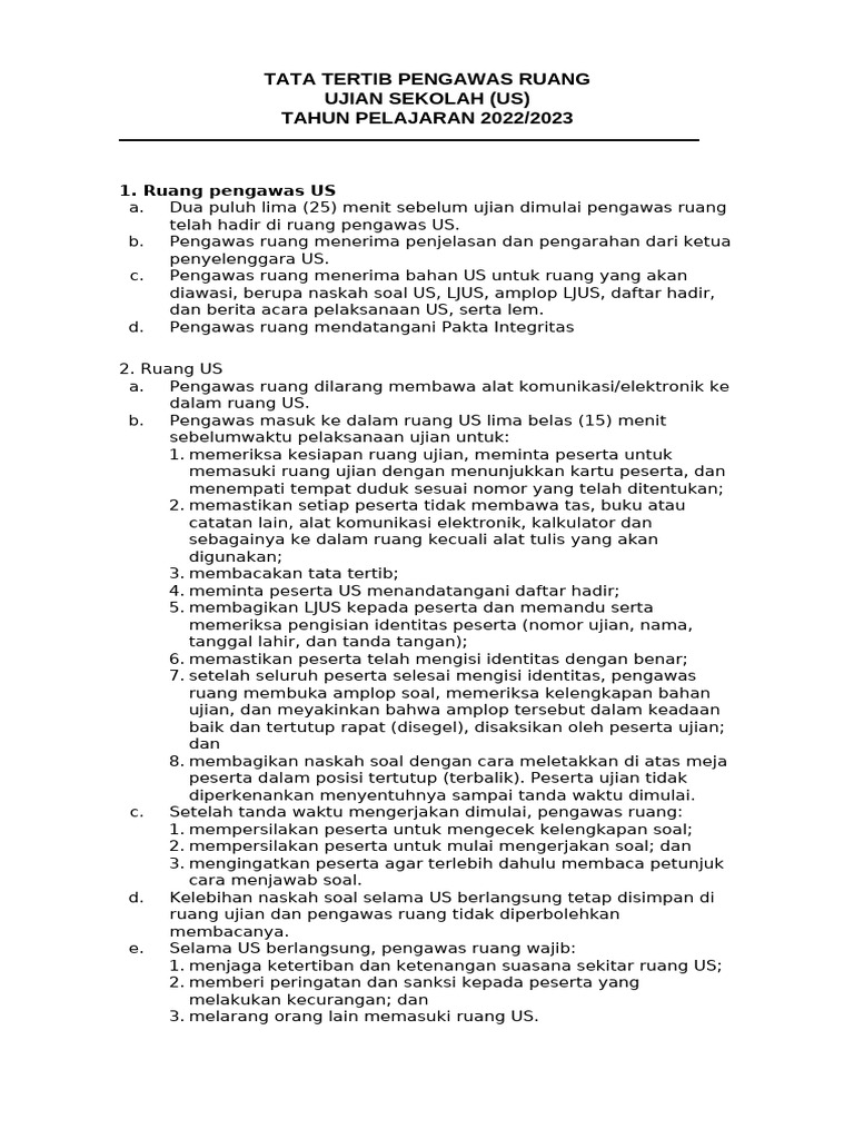 Tata Tertib Pengawas | PDF