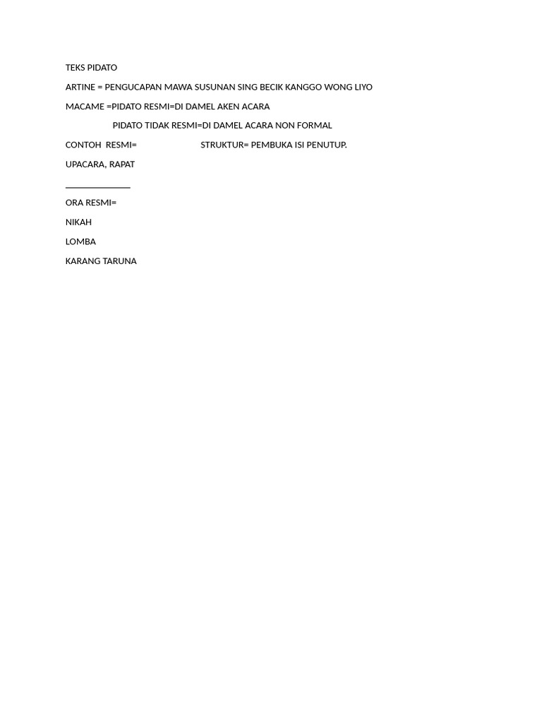 Jenis dan Contoh Pidato Resmi | PDF
