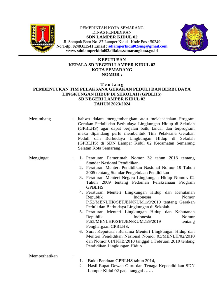 Sk Tim Adiwiyata Lk 02 2023-2024 | PDF