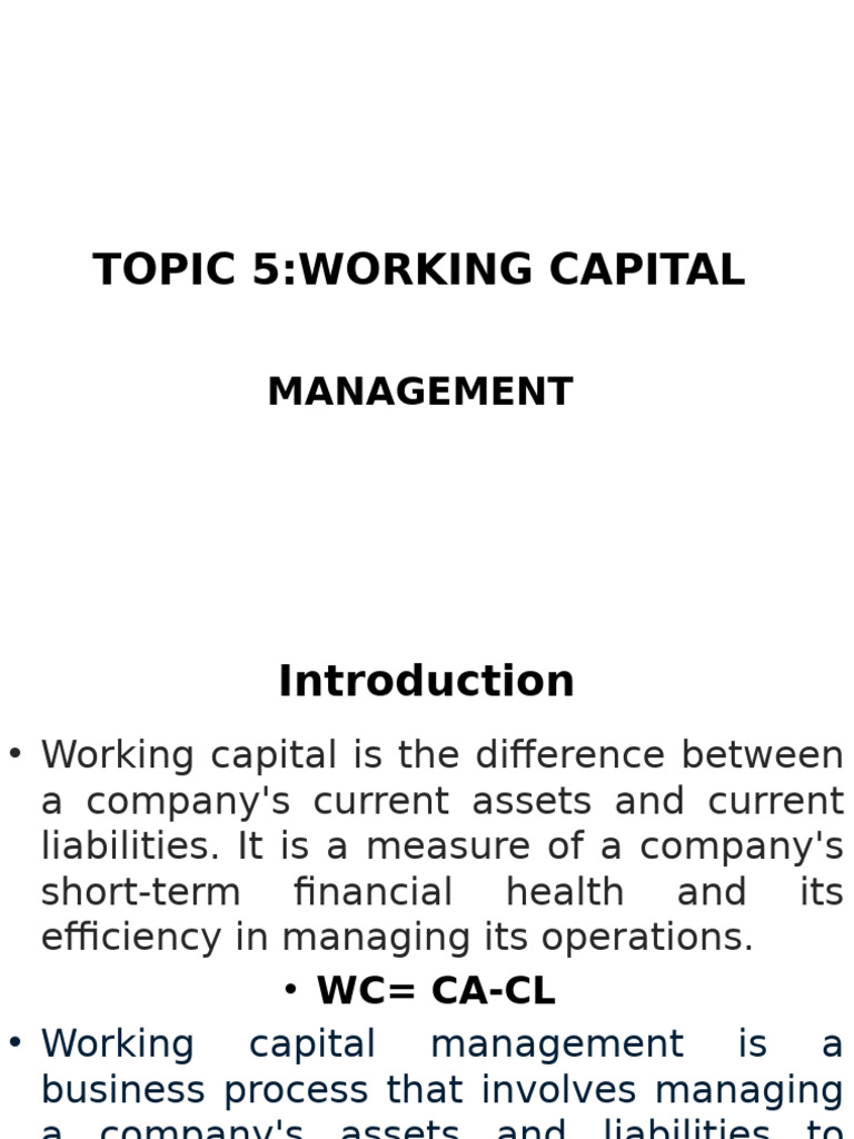 Topic 5 Working Capital Management | PDF | Working Capital | Inventory