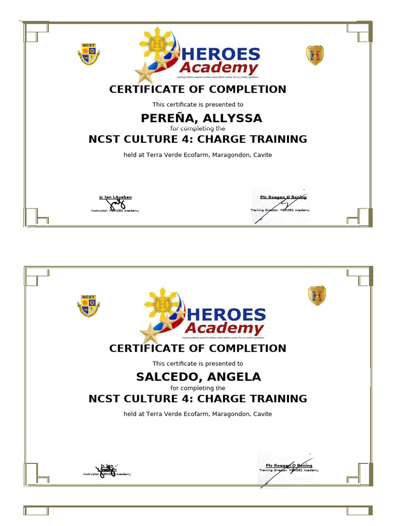 HC CERTS- 4TH YR | PDF