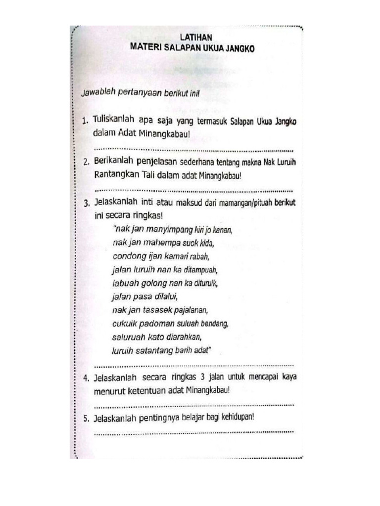 Soal Salapan Ukuo Jo Jangko | PDF
