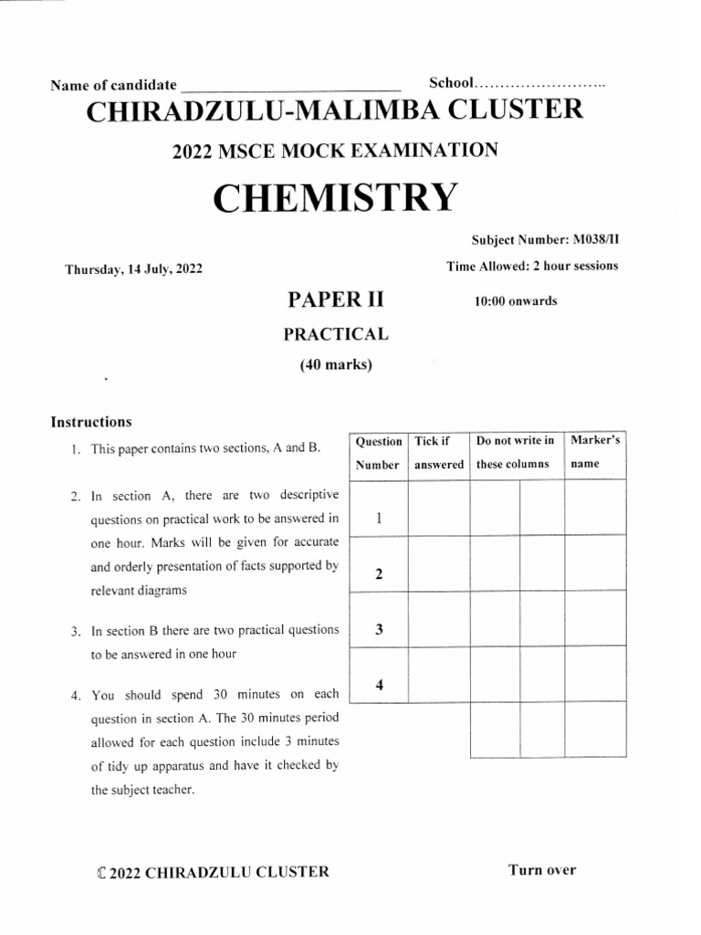 2022_CZ_-_CHEMISTRY_PAPER_II_MSCE_MOCK-1 | PDF