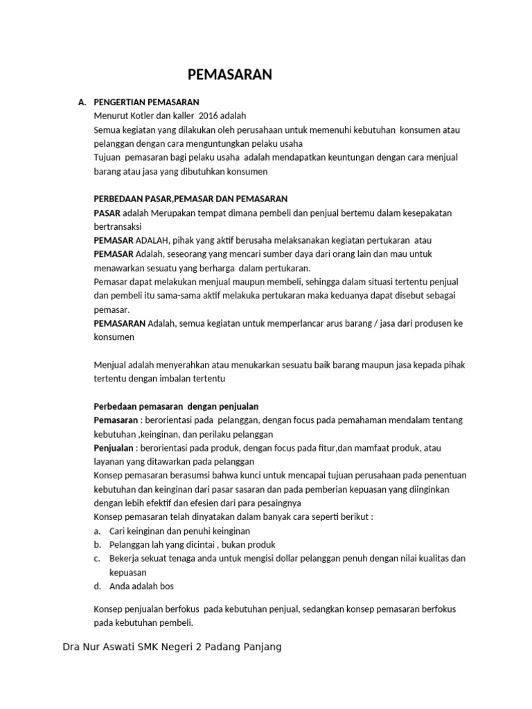 Pengertian dan Strategi Pemasaran Efektif | PDF