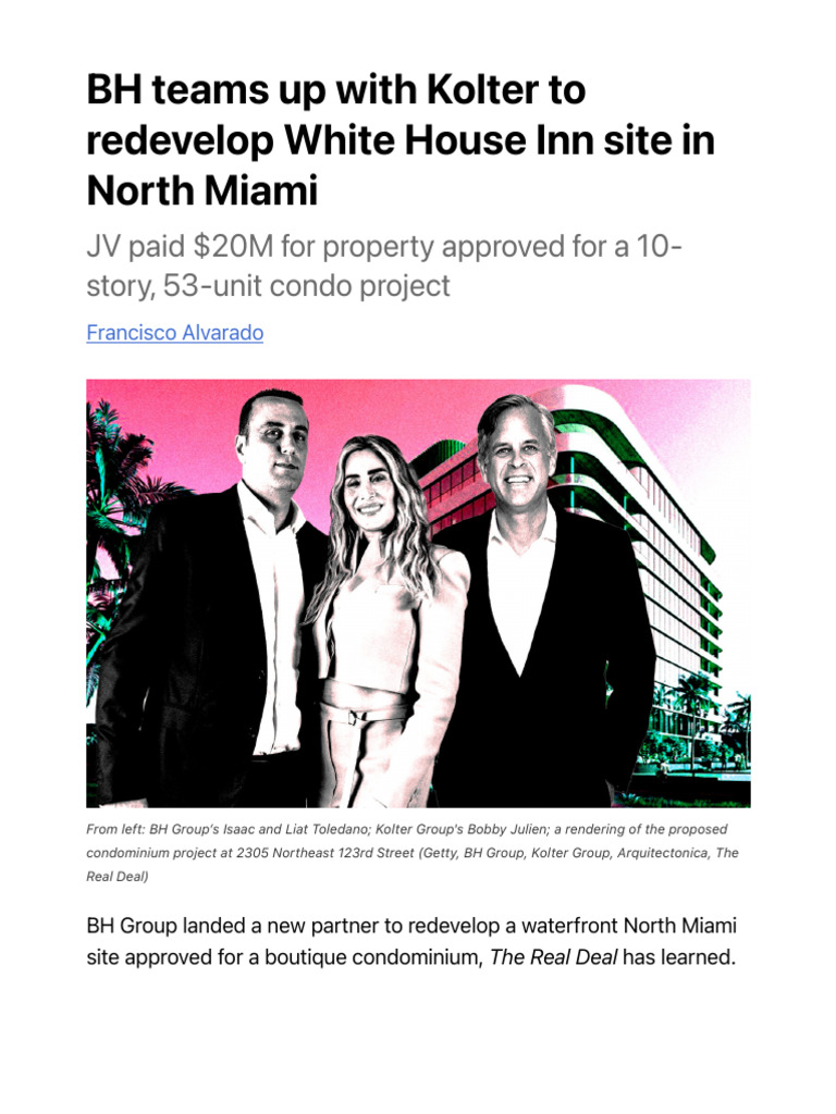 BH and Kolter Redevelop North Miami Inn | PDF | Living Arrangements ...