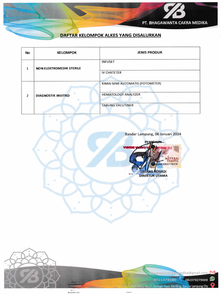 Surat Lampiran File Kelompok Alkes | PDF
