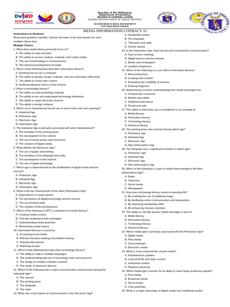 Media Literacy Assessment for Students | PDF | Mass Media | Communication