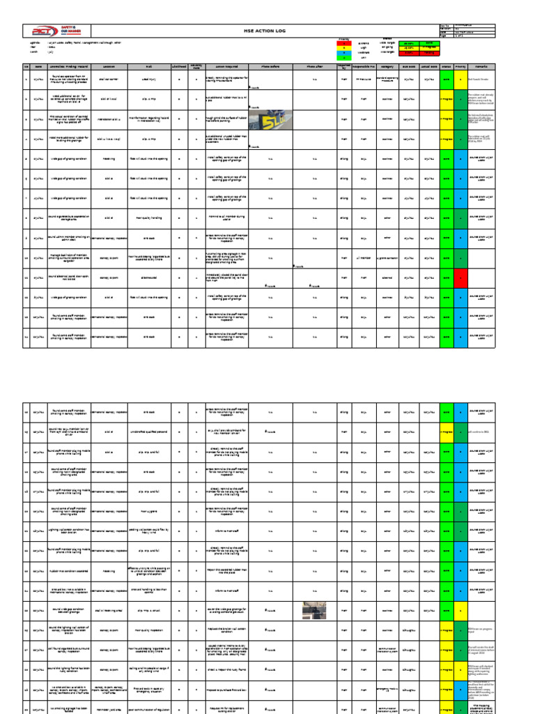 HSE Action Log for July 2024 | PDF