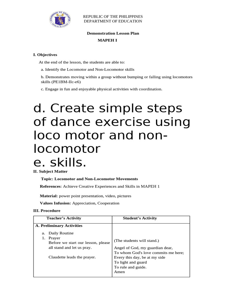 Grade 2 PE Lesson: Locomotor Skills | PDF | Lesson Plan