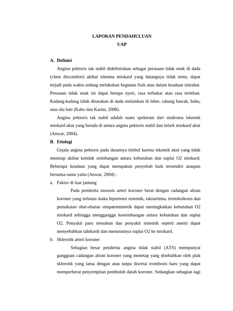 LP UAP Unstable Angina Pectoris SDKI | PDF