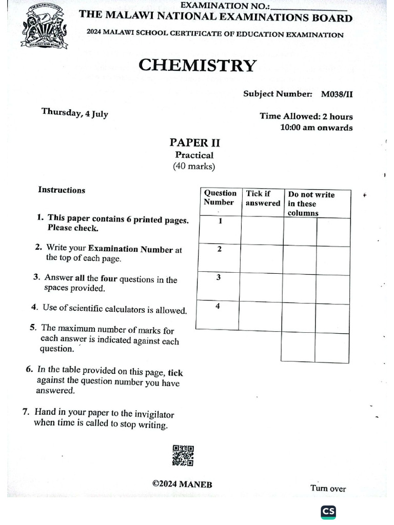 2024 MANEB Chemistry II | PDF