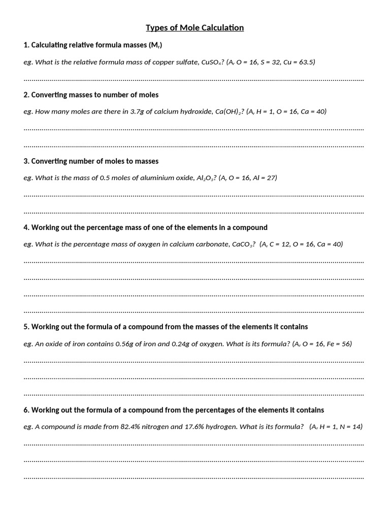 Mole Calculation Methods Guide | PDF | Calcium | Hydroxide