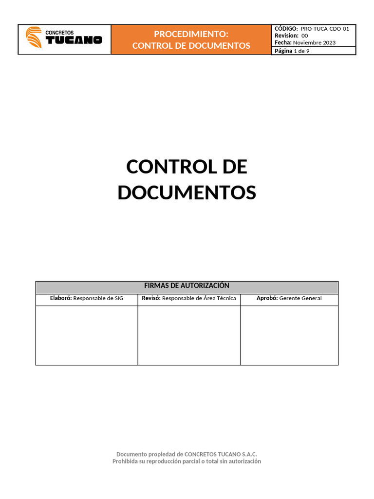 CONTROL DE DOCUMENTOS TUCA | PDF