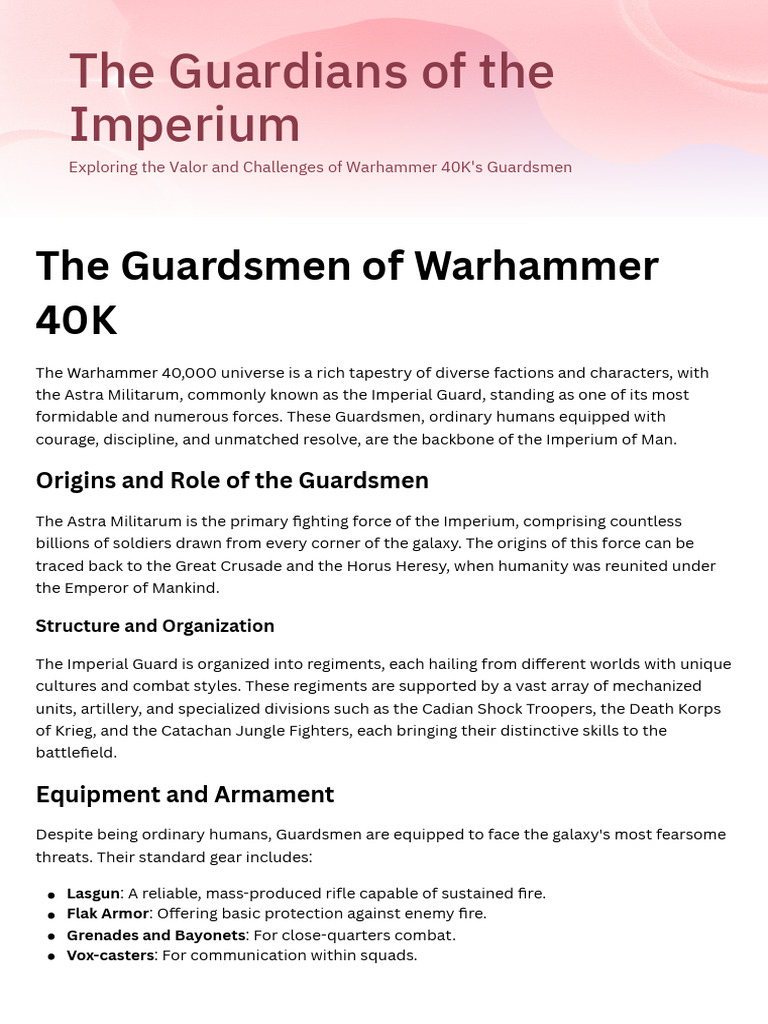 The Guardsmen of Warhammer 40K | PDF | Military | Military Science