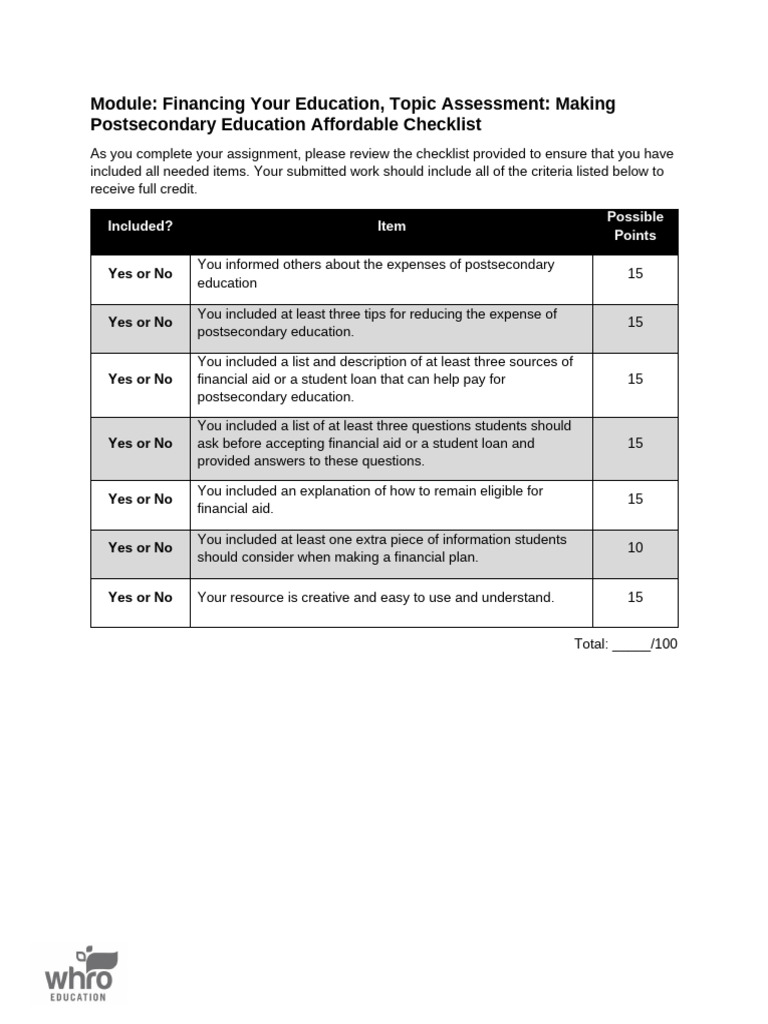 Mod12 Assessment Checklist | PDF