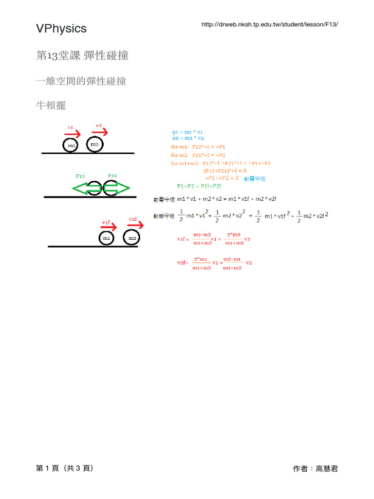 VPhysics L13 彈性碰撞 | PDF