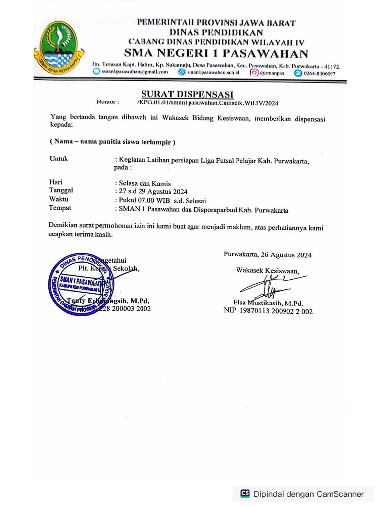 Surat Dispen Futsal | PDF