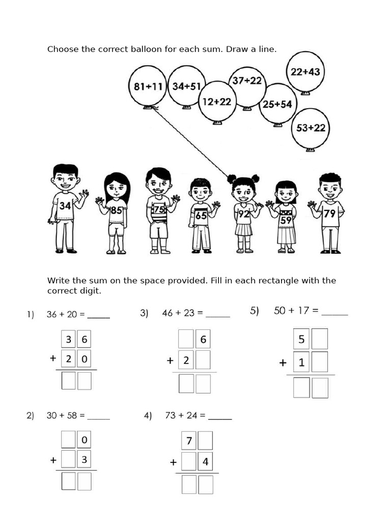 Math 1 Vertical Addition | PDF