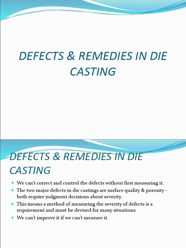 Defects & Remedies in Die Casting | PDF | Building Materials | Applied And Interdisciplinary Physics