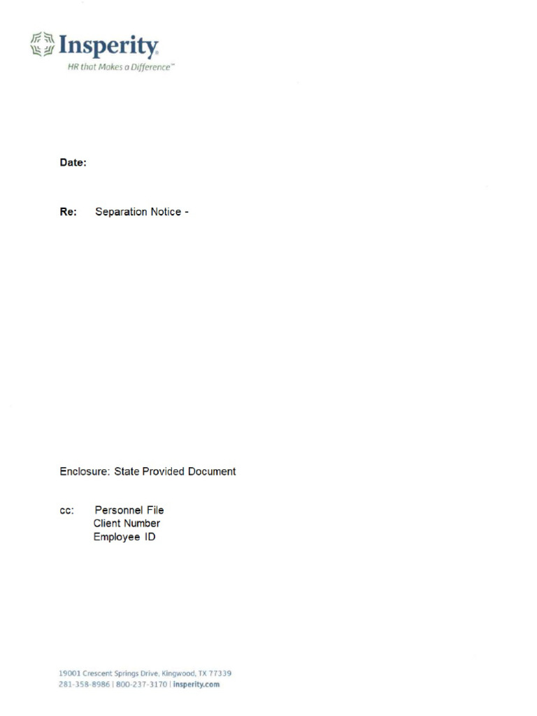 Separation Letter | PDF