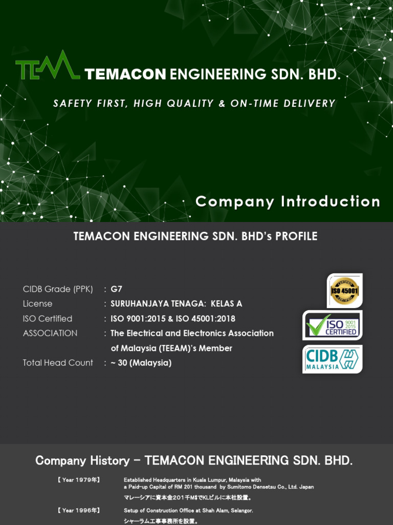 TEMACON Engineering Profile & Services | PDF | Power Supply | Photovoltaic System