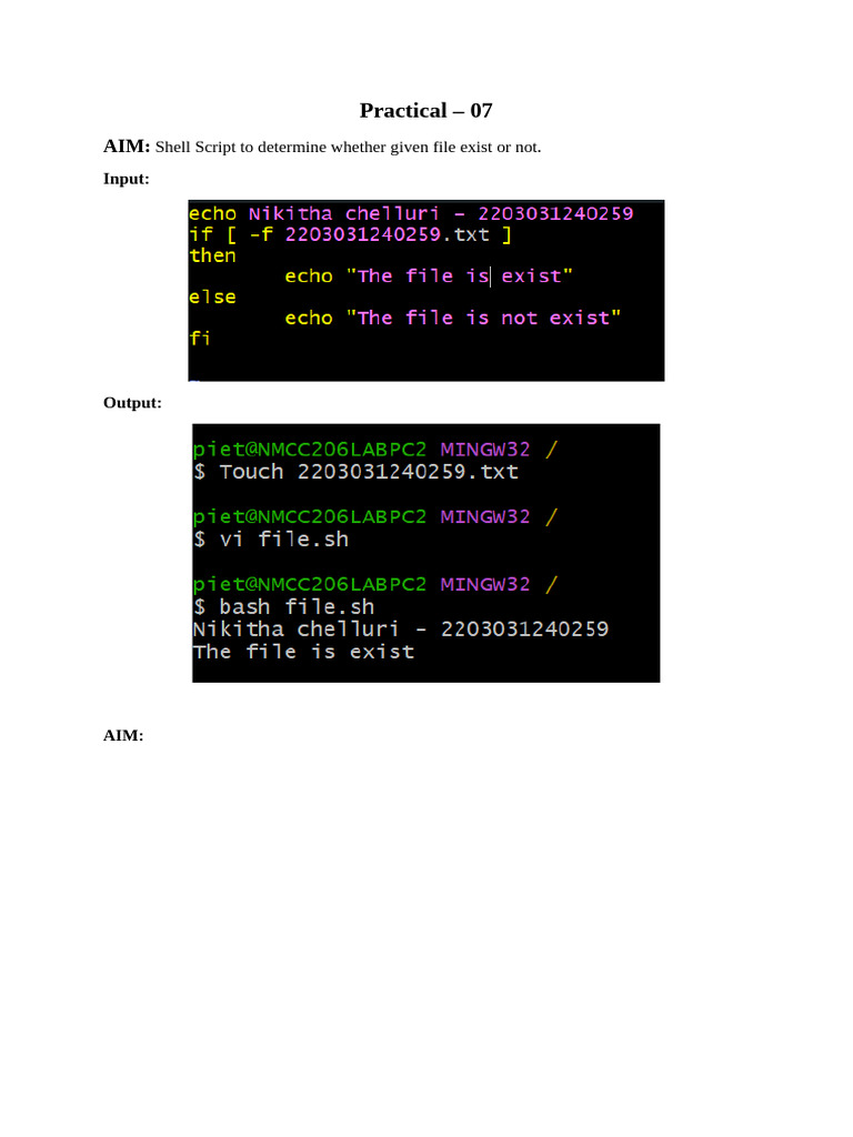 Shell Script to Check File Existence | PDF