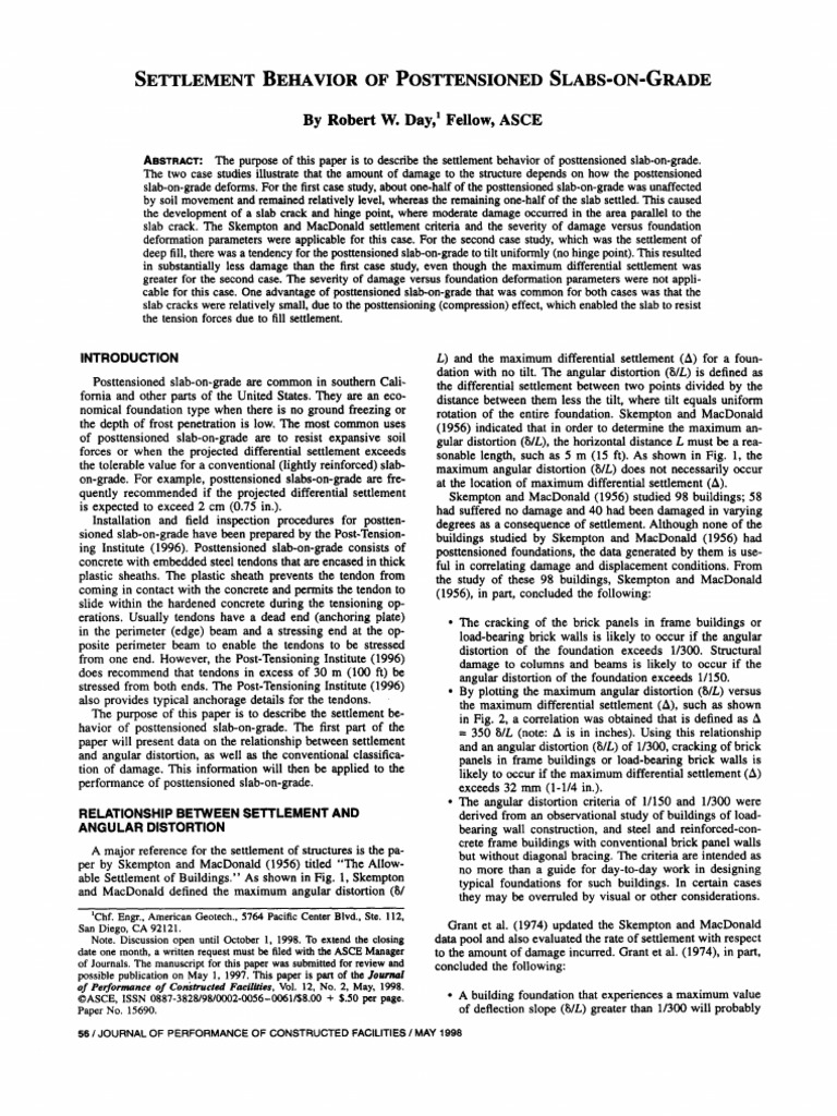 Settlement Behaviour of PT SOG | PDF | Prestressed Concrete ...