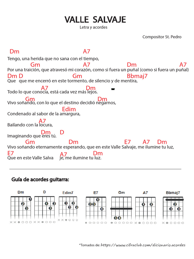 Valle Salvaje - St. Pedro Letra y Acordes | PDF