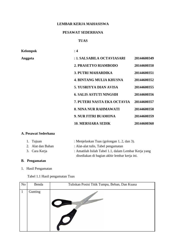 Kel 4 - LKM Pesawat Sederhana - A8-20 | PDF