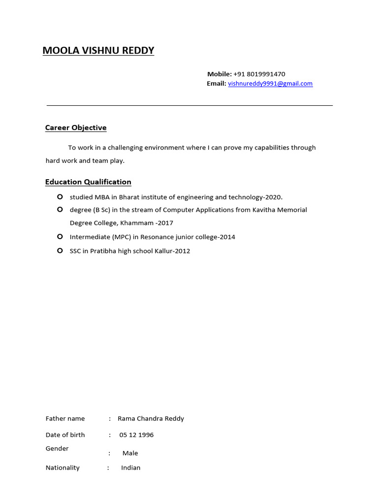Vishnu Resume SQL | PDF