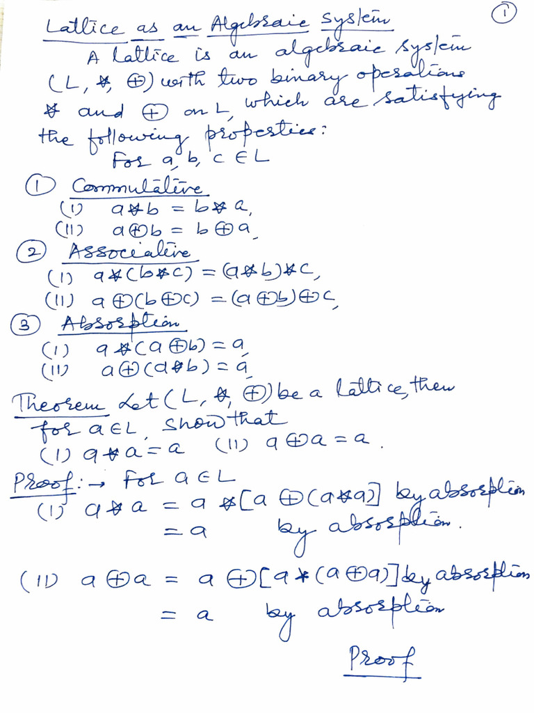 Lattice As An Algebraic System | PDF