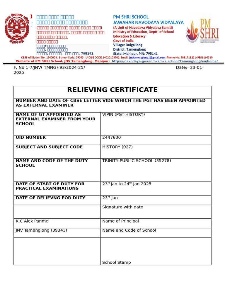 CBSE Relieving | PDF