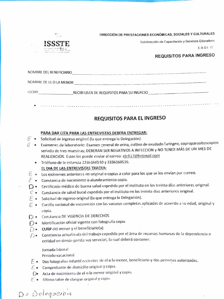 Requisitos de Ingreso ISSSTE | PDF