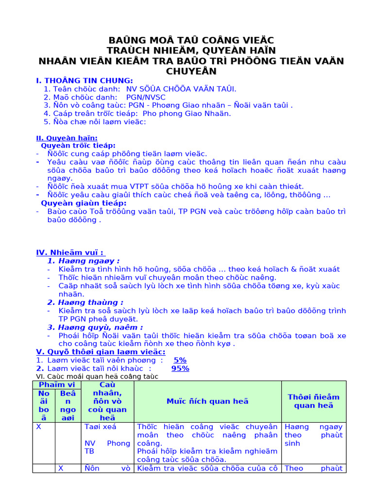 6 MTCV Nhan Vien Sua Chua Xe | PDF