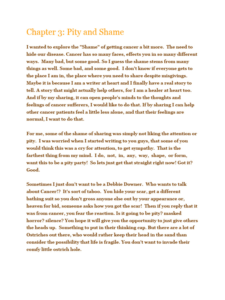 Mission Melanoma - CH 3 - Pity and Shame | PDF | Shame